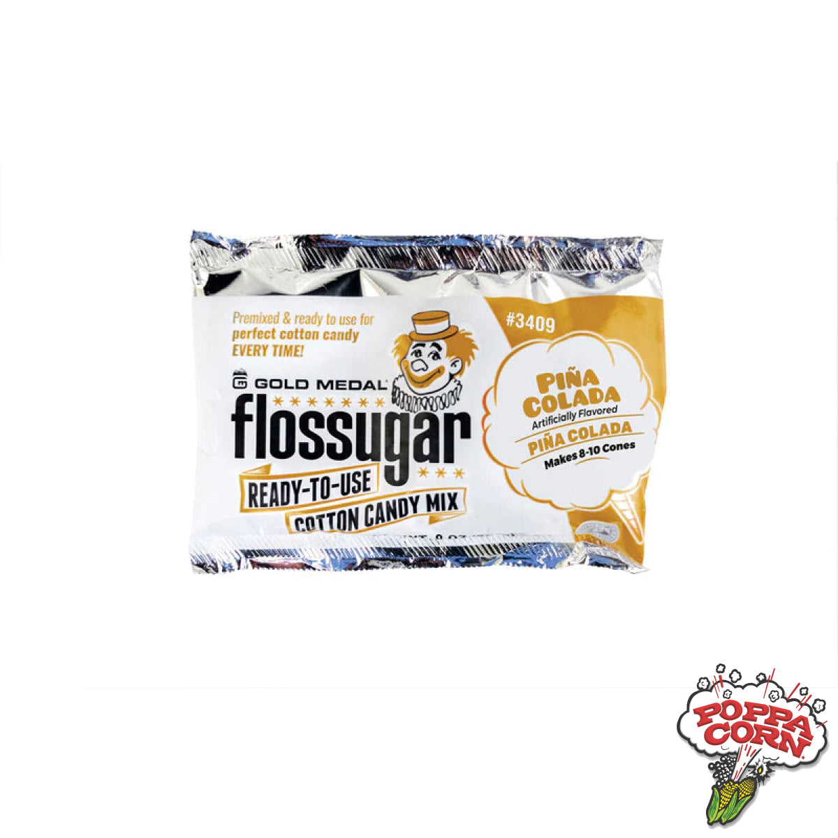 Piña Colada 8-oz. Flossugar Pouches - FLO204 | Poppa Corn Corp