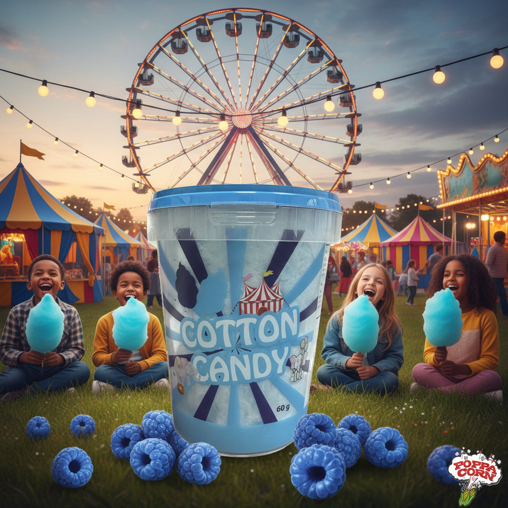 Poppa Corn's Blue Cotton Candy Tubs - Pre-Packaged Candy Floss Tubs ...