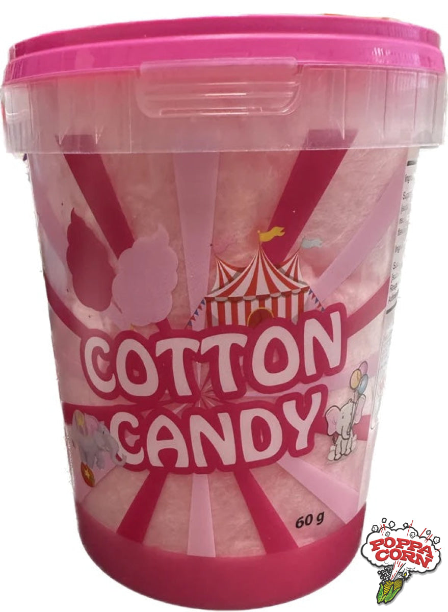 Poppa Corn's Pink Cotton Candy Tubs - Pre-Packaged Candy Floss Tubs - 24 x 60g/Case - S112PINK ...
