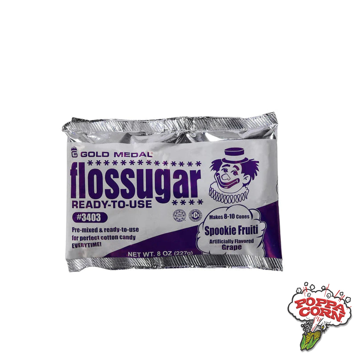 Spookie Fruiti (Grape) 8-oz. Flossugar Pouches - FLO207 | Poppa Corn Corp