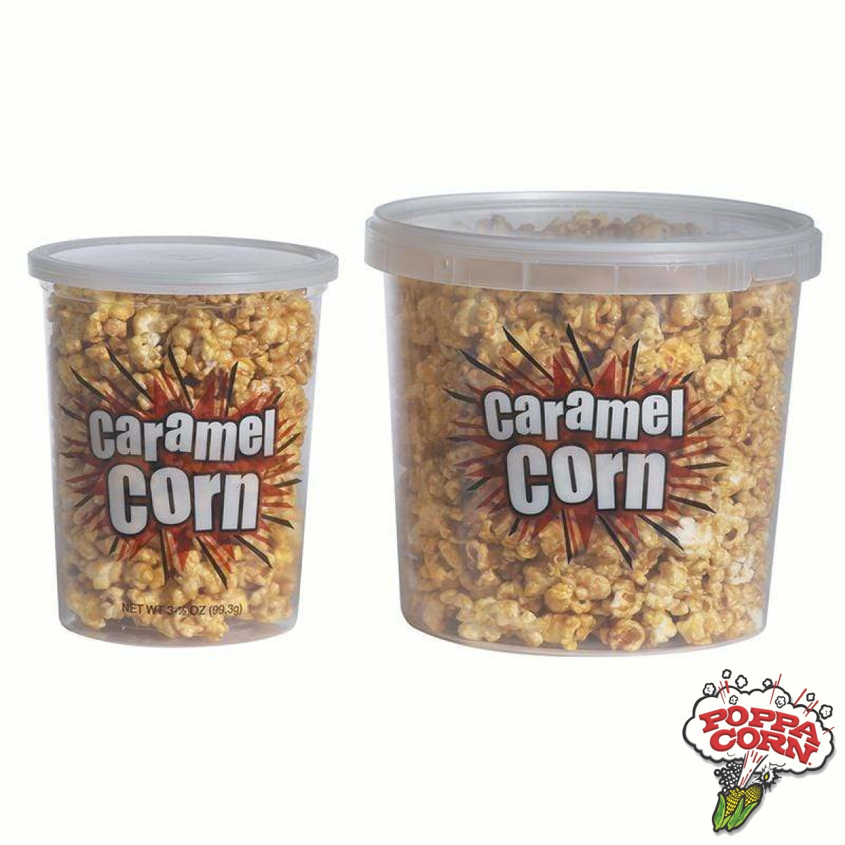 GM2135 - Small Caramel Corn Container with Lid - 500/Case | Poppa Corn Corp